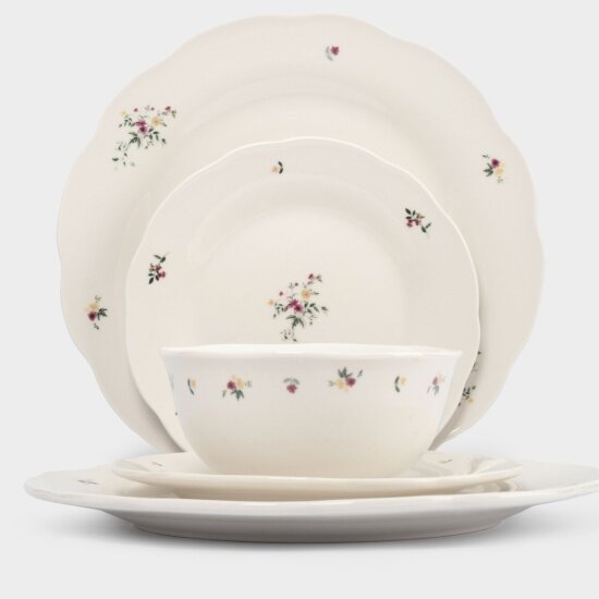 Сервиз обеденный Anna Lafarg Meadow 6 перс, 18 пр, фарфор, белый, Цветы (ANLAF-ELN140725-1)