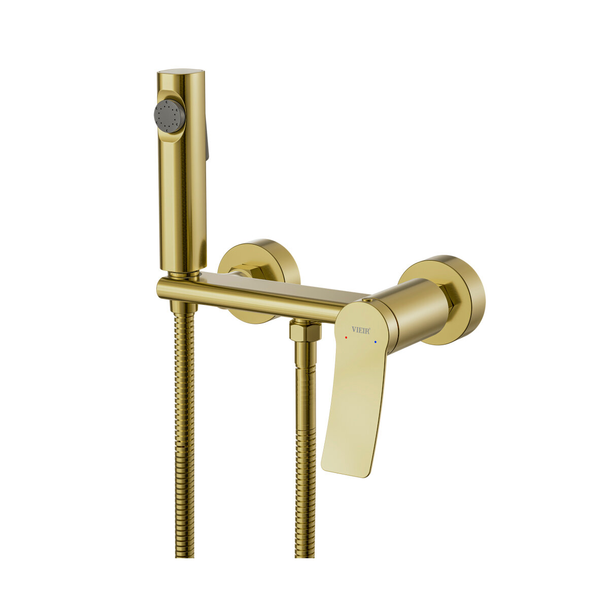 Смеситель для биде Vieir V483051-S матовое золото однорычажный с ручным душем