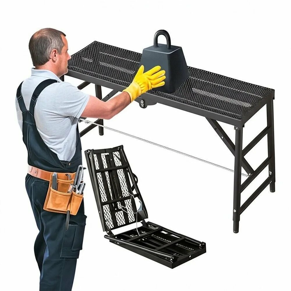 Портативная платформа-подмости, складная рабочая площадка, регулируемая по высоте, антискользящая лестница, для строительства, ремонта, автомойки