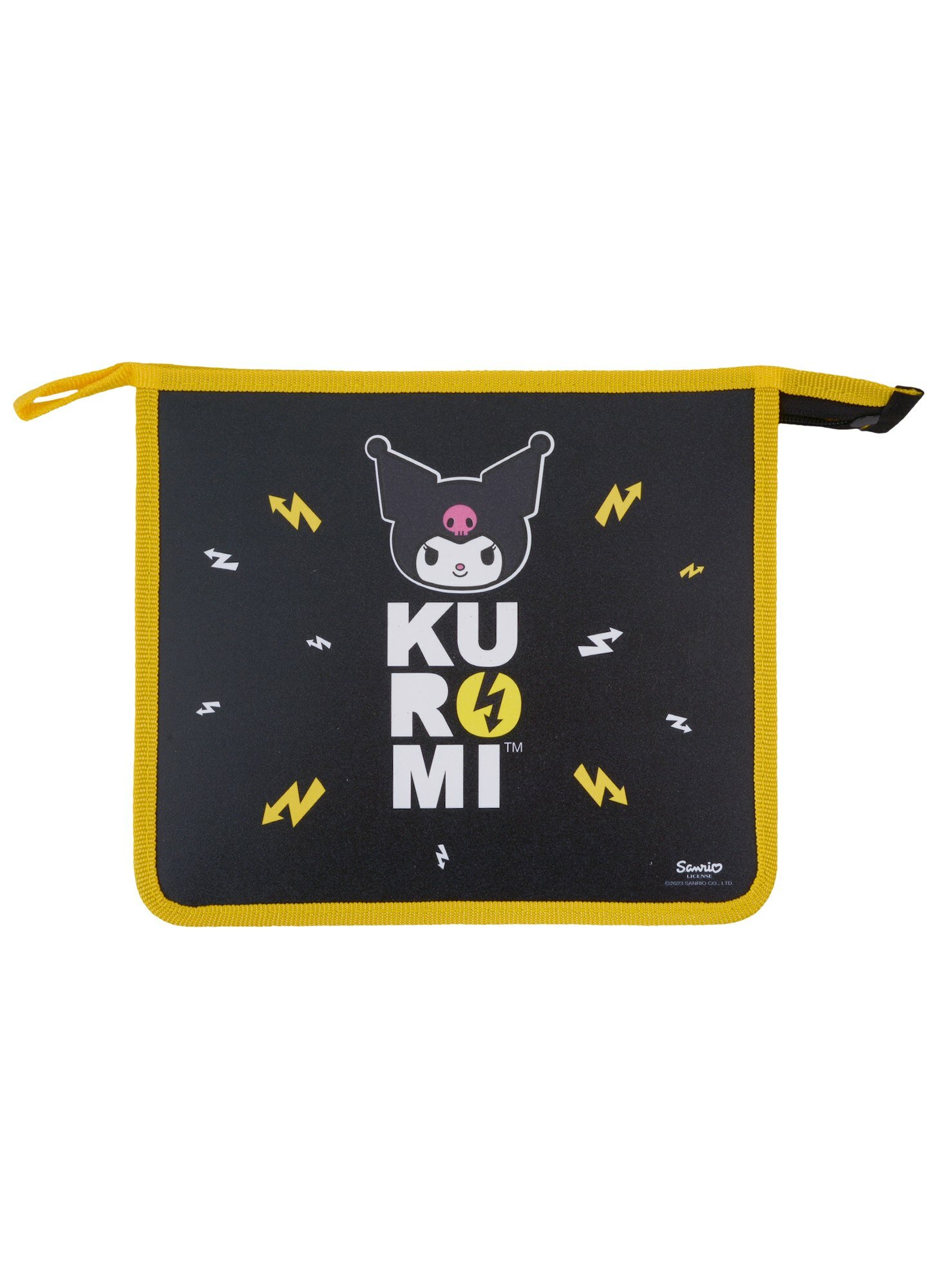 Папка для тетрадей А5 "Kuromi" черно-желтая, молния