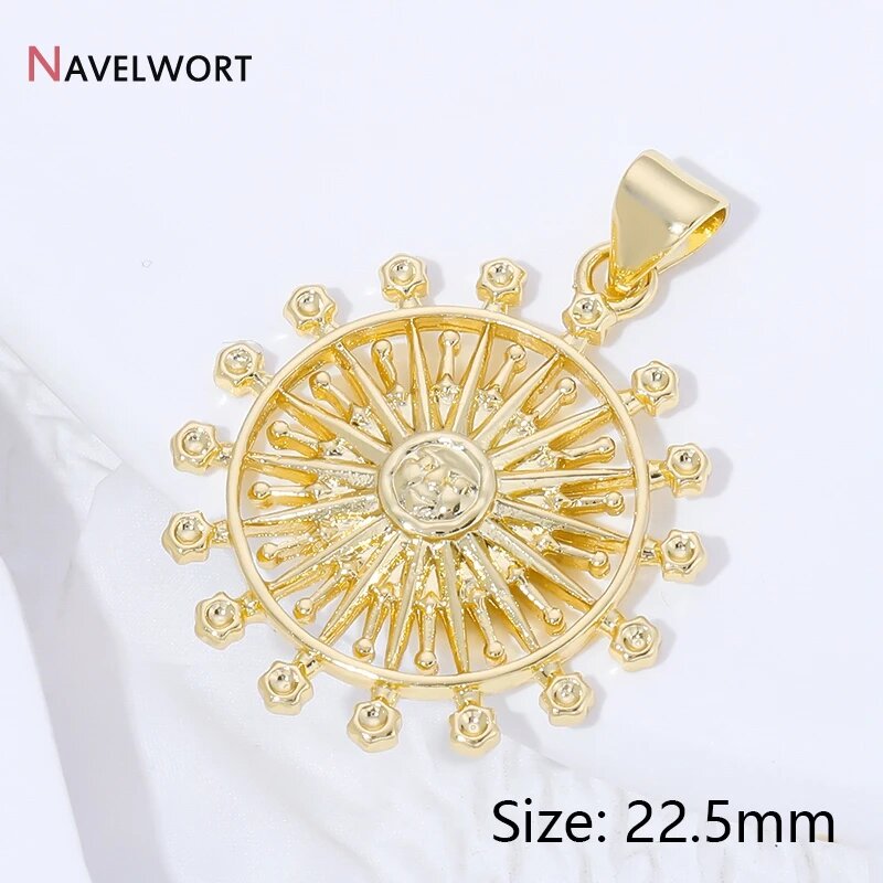 Подвески-шармы солнце латунь золото 18K для женщин 1 piece, 18K gold plated