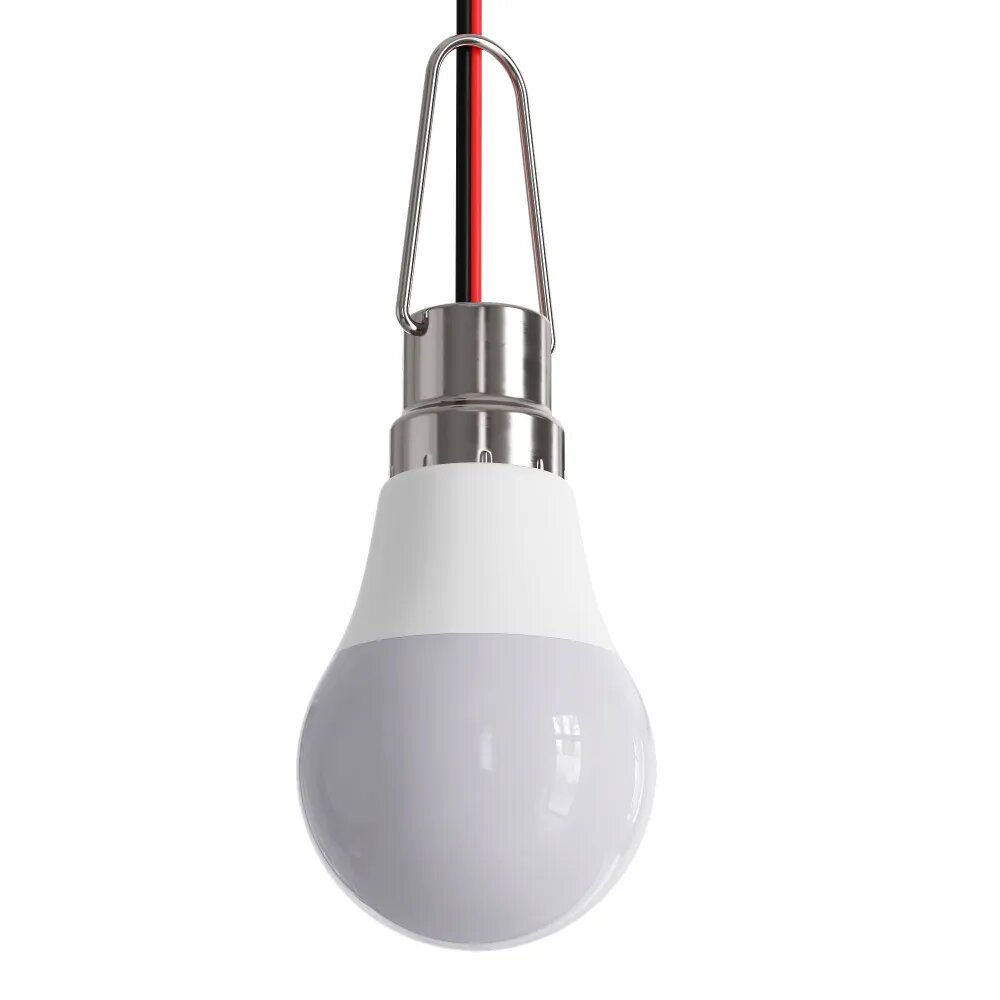 Кемпинговый фонарь 12V LED с клеммами крокодил для аккумулятора, белый свет, 3 Вт, переносная лампа — фото 1