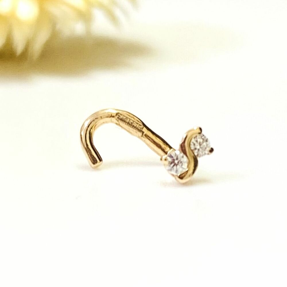 Пирсинг в нос, красное золото, 585 проба