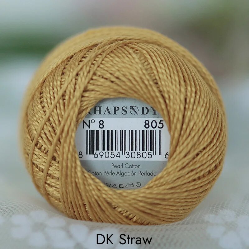Хлопковые нитки Rhapsody размер 8 египетский жемчуг 2 шт 805 DK Straw