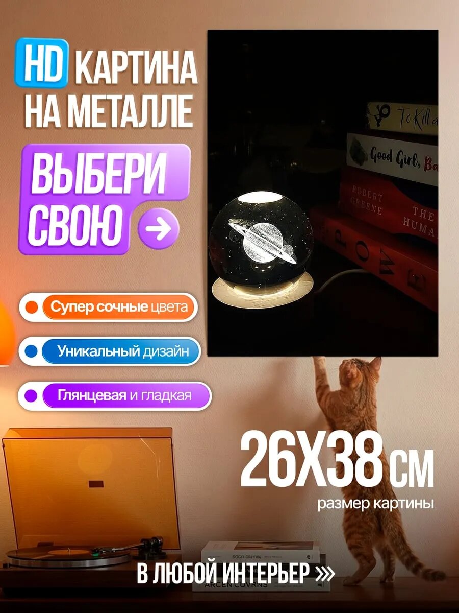 Картина на HD металле Планета лампа