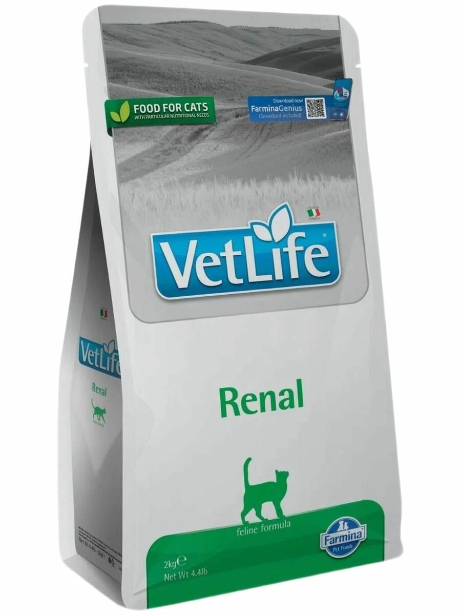 Фармина Ветеринарная диета Ренал Farmina Vet Life Renal сухой корм для кошек 2 кг