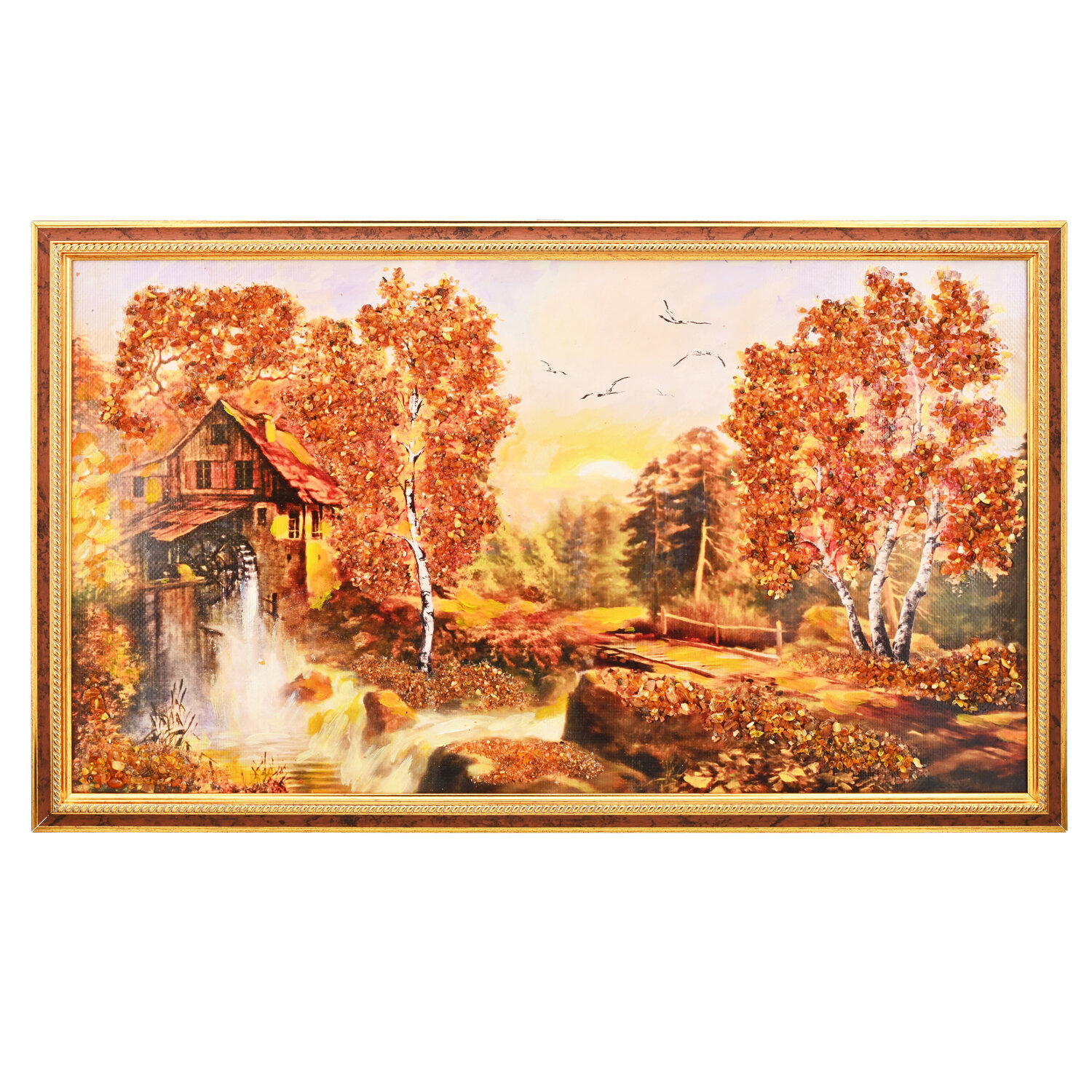 0073594-НП 82*52см Картина янтарная крошка "пейзаж" (70*40см внут. раз.)
