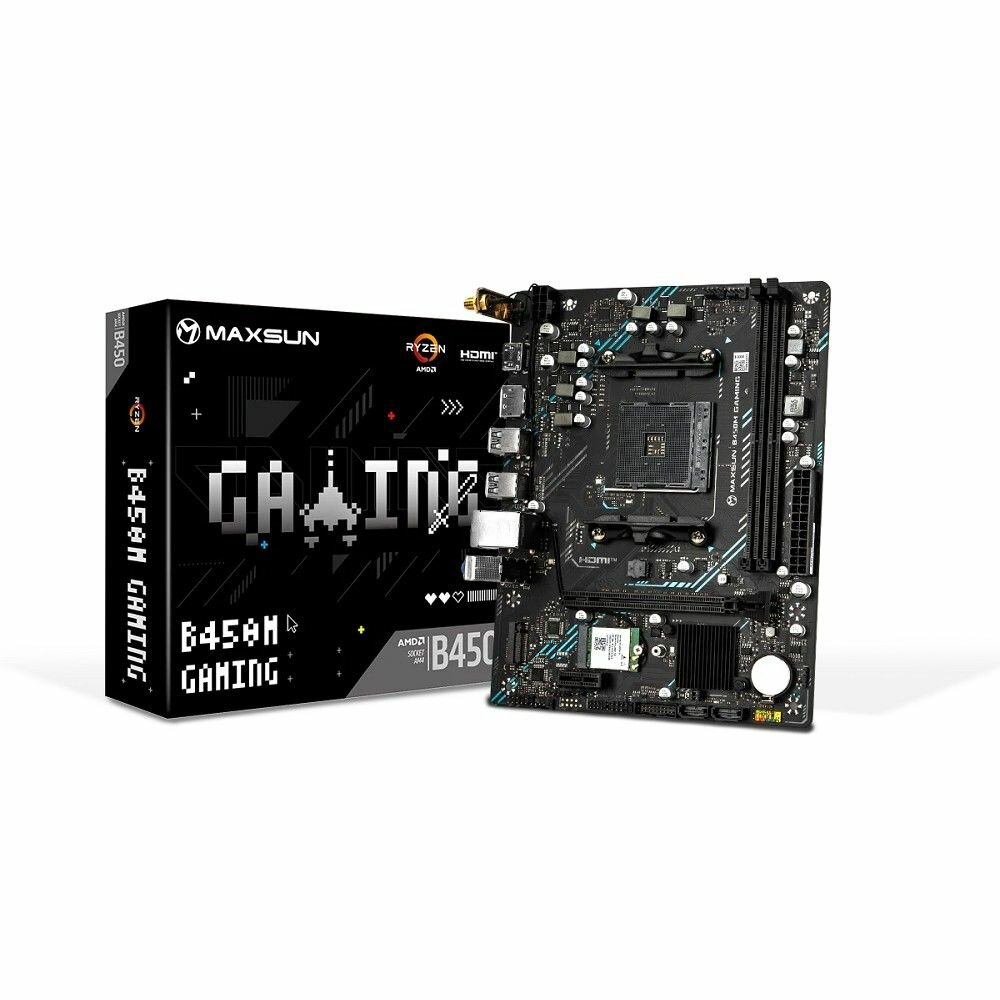 MAXSUN Материнская плата MS - B450M GAMING WIFI Socket AM4 2хDDR IV 1хM.2