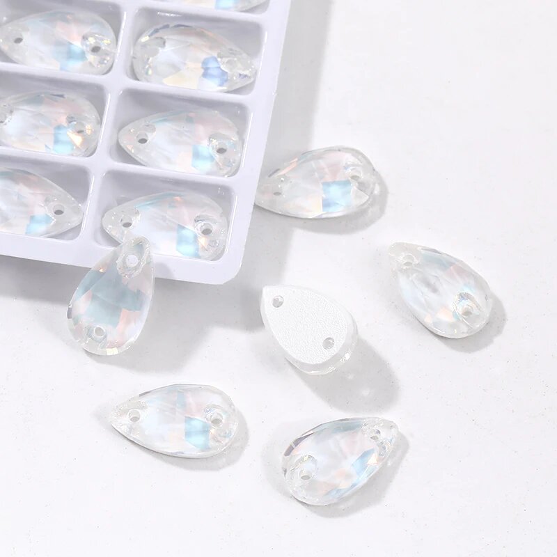 Кристаллы стеклянные капли 7x12 мм, Crystal 001AM, 72шт