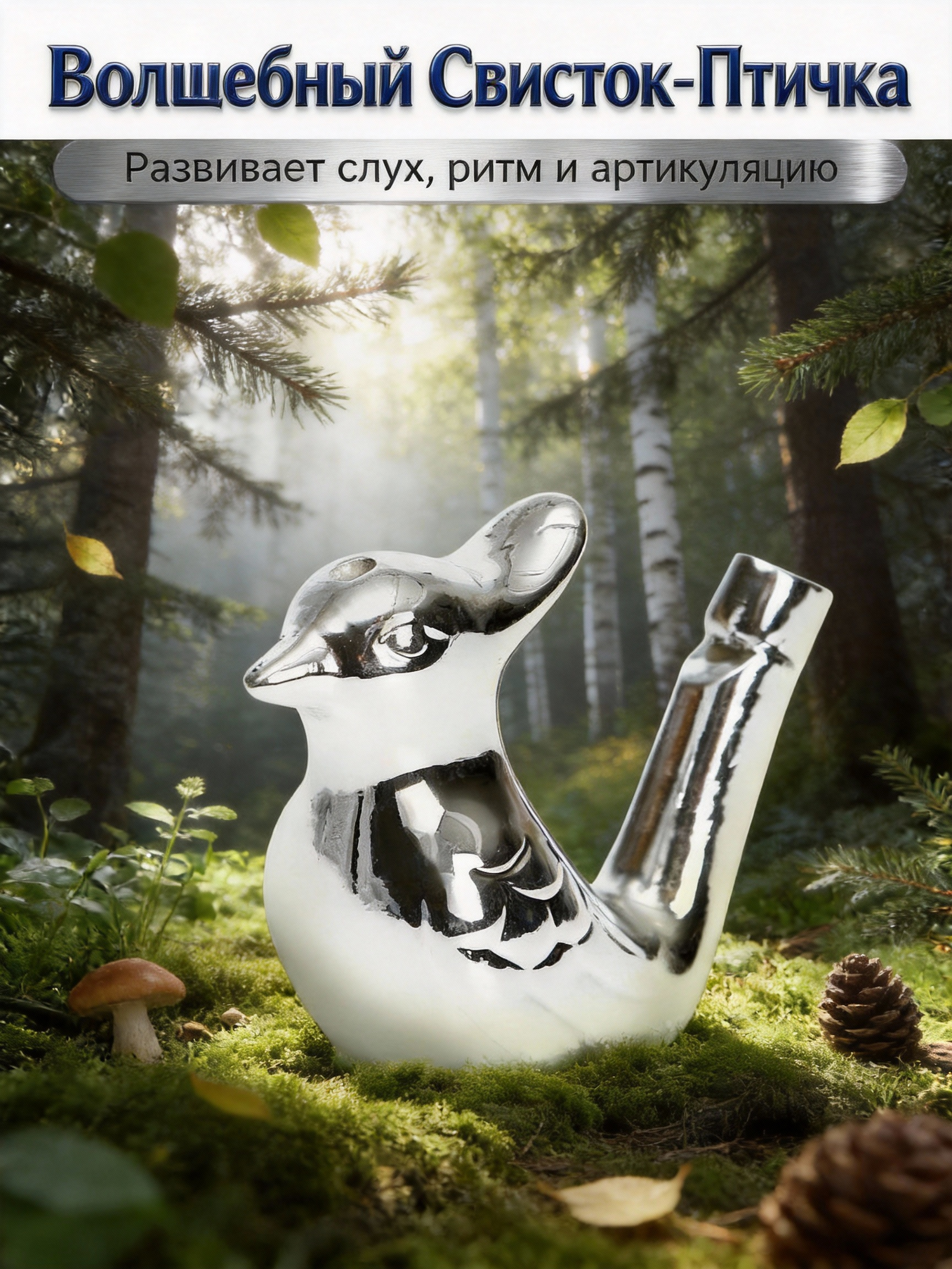 Керамическая свистулька-птица, ручная роспись и зеркальное гальваническое покрытие водного свистка для детского сада