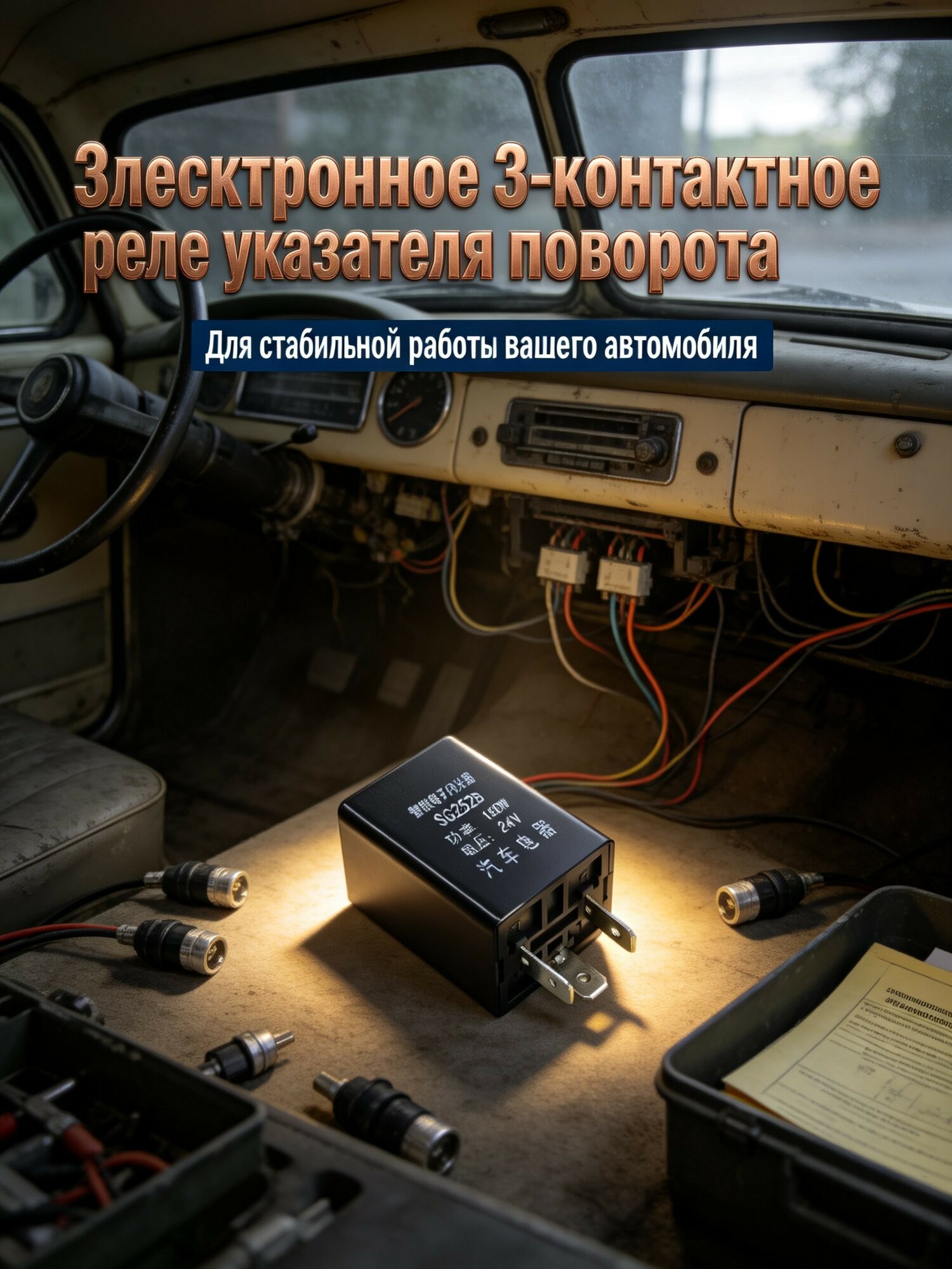 Реле указателя поворота 3-контактное электронное для светодиодных ламп 12В/24В, большинство схем, подключи и играй