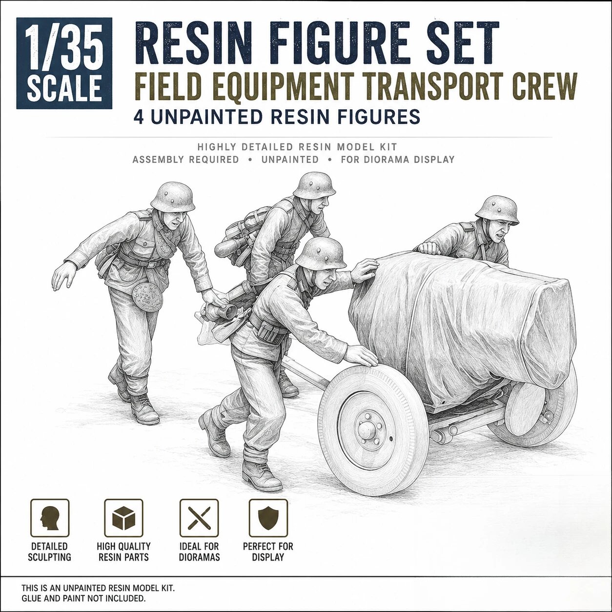Набор для сборки модели из резины EVANOVM 1/35, 4 фигуры