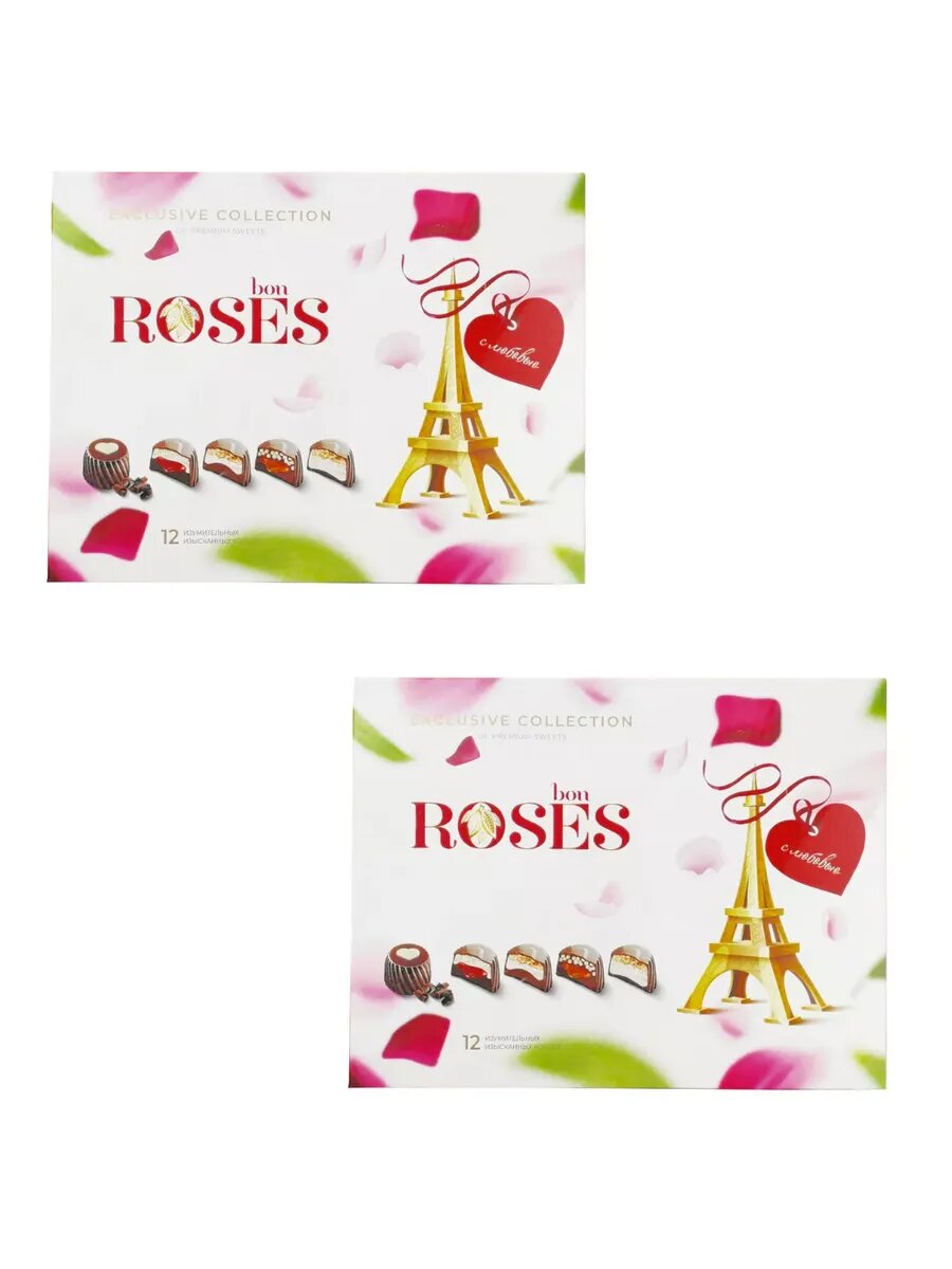 Юниаква Конфеты шоколадные Bon Roses белая коробка, 180 г, 2 уп