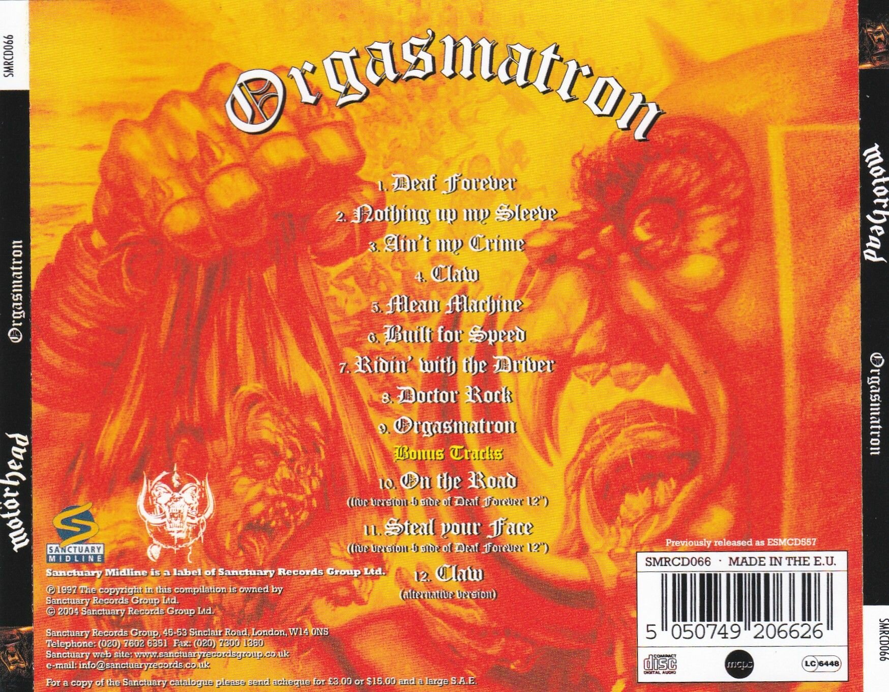 Motorhead - Orgasmatron, 2001, 12-page, CD-Аудио — фото 1