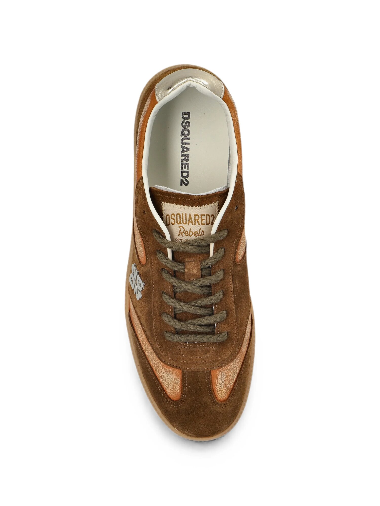 Кроссовки DSQUARED2 Logo-plaque panelled sneakers, размер 45, коричневый/серый/оранжевый — фото 1