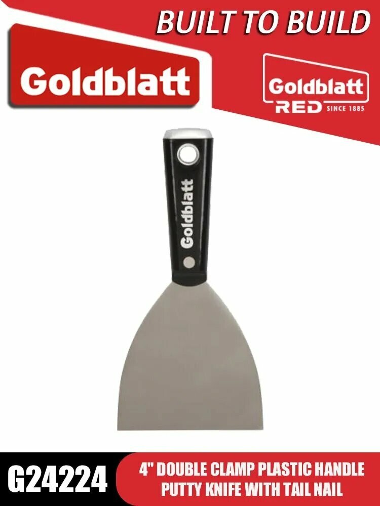 Goldblatt G24224 Нож для шпаклевки с двойным зажимом и пластиковой ручкой 4" с хвостовиком