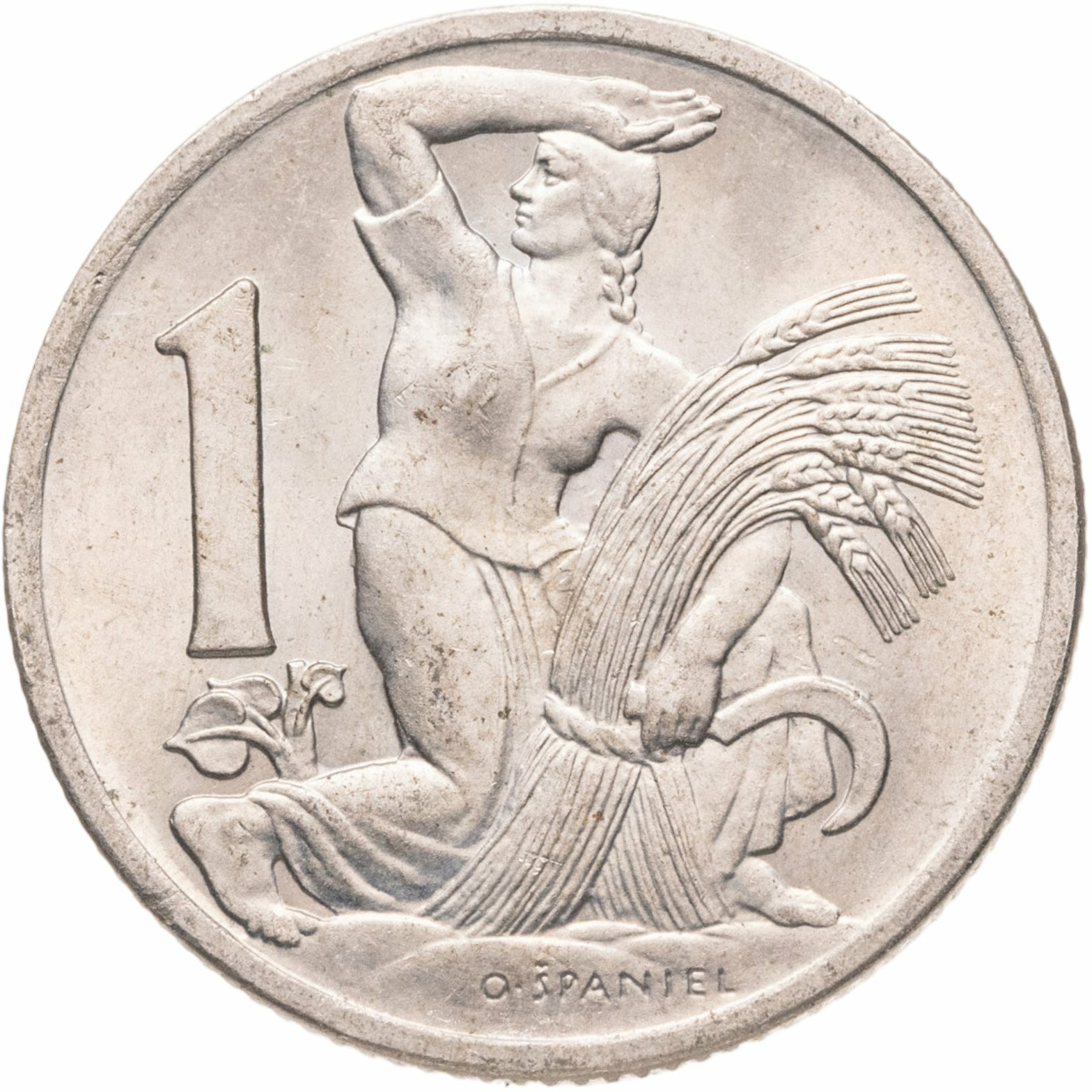 Чехословакия 1 крона crown 1938, Мельхиор медь-никель, в сохранности AU-UNC