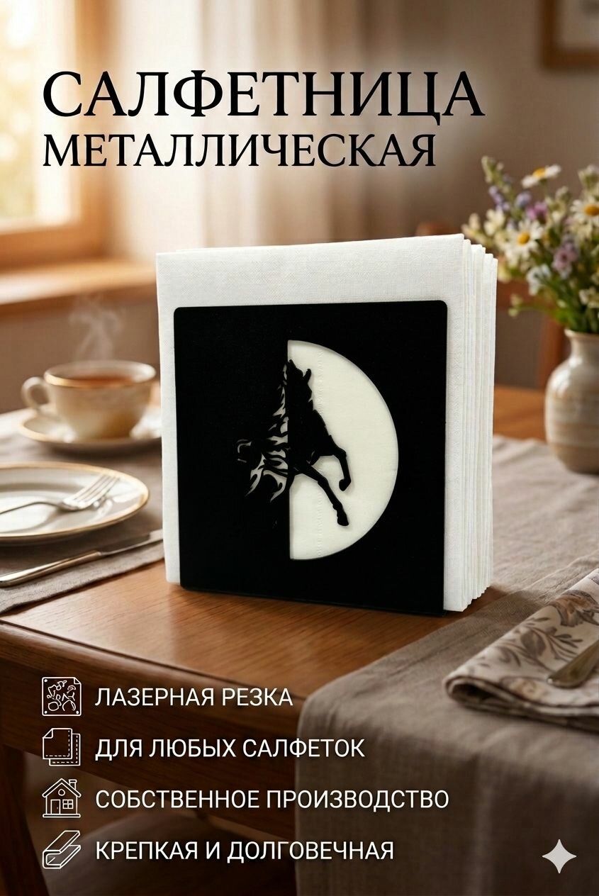 Салфетница на стол, для бумажных салфеток, металлическая , интерьерная, черная лофт