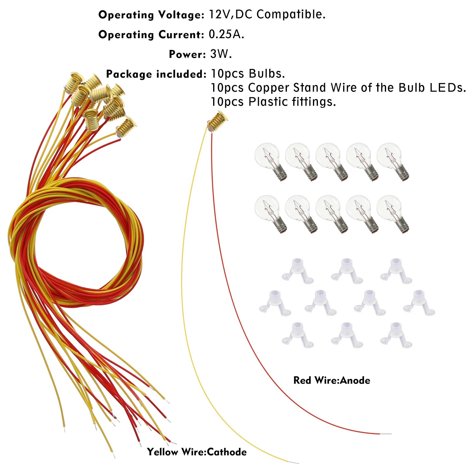 Evemodel лампы накаливания E5 теплые белые 10 шт. 10 B Bulbs Wire Base