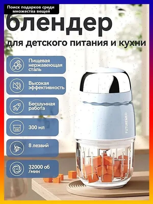 Портативный блендер 6FE4FC93BDC84DDE80528A1B46BC4390-96e75dc083f5, голубой