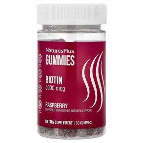 Natures Plus Biotin 5000 мкг (60 жевательных таблеток) витамин В7 - биотин для роста волос