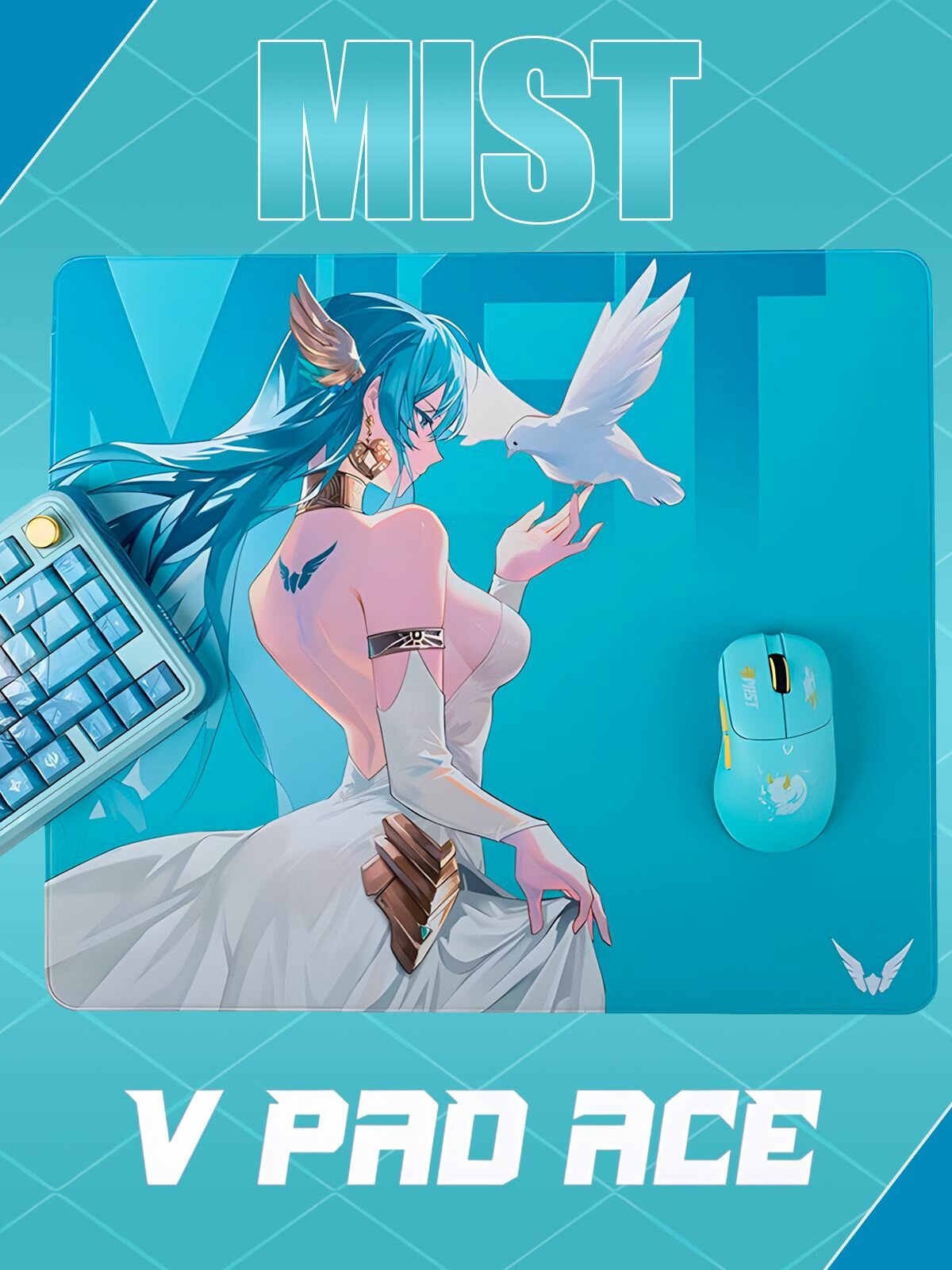 Игровой коврик для мышки Valkyrie VPAD MIST IP 450x400, бирюзовый