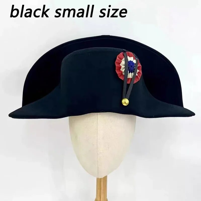 Шляпа-бикорн Наполеона черная полиэстер для взрослых Черный, black small size
