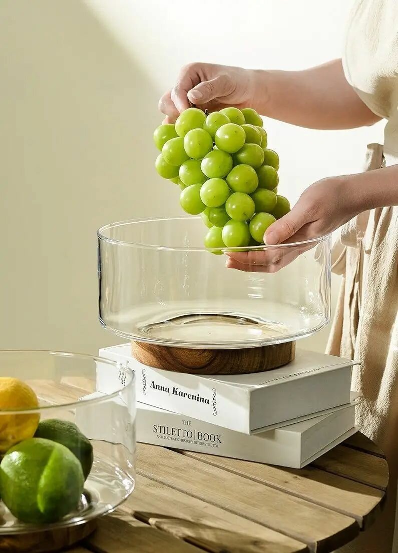 Фруктовница "wood & glass", диаметр 23 см, 1 шт