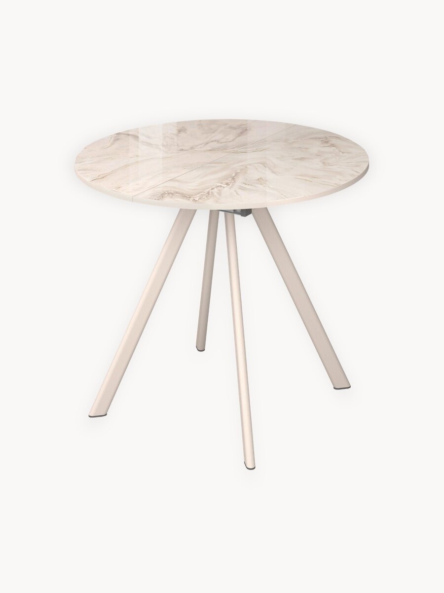 Стол кухонный круглый раздвижной Парма 28 (03) Бежевый мрамор/Бежевый