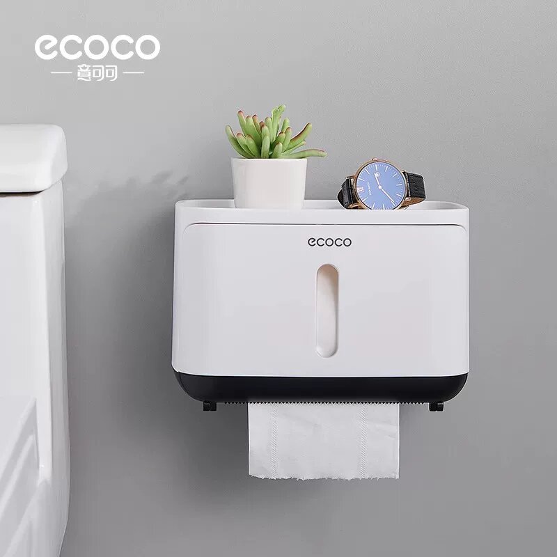 Ecoco Настенный держатель для туалетной бумаги - одинарный слой, черный - установка без сверления