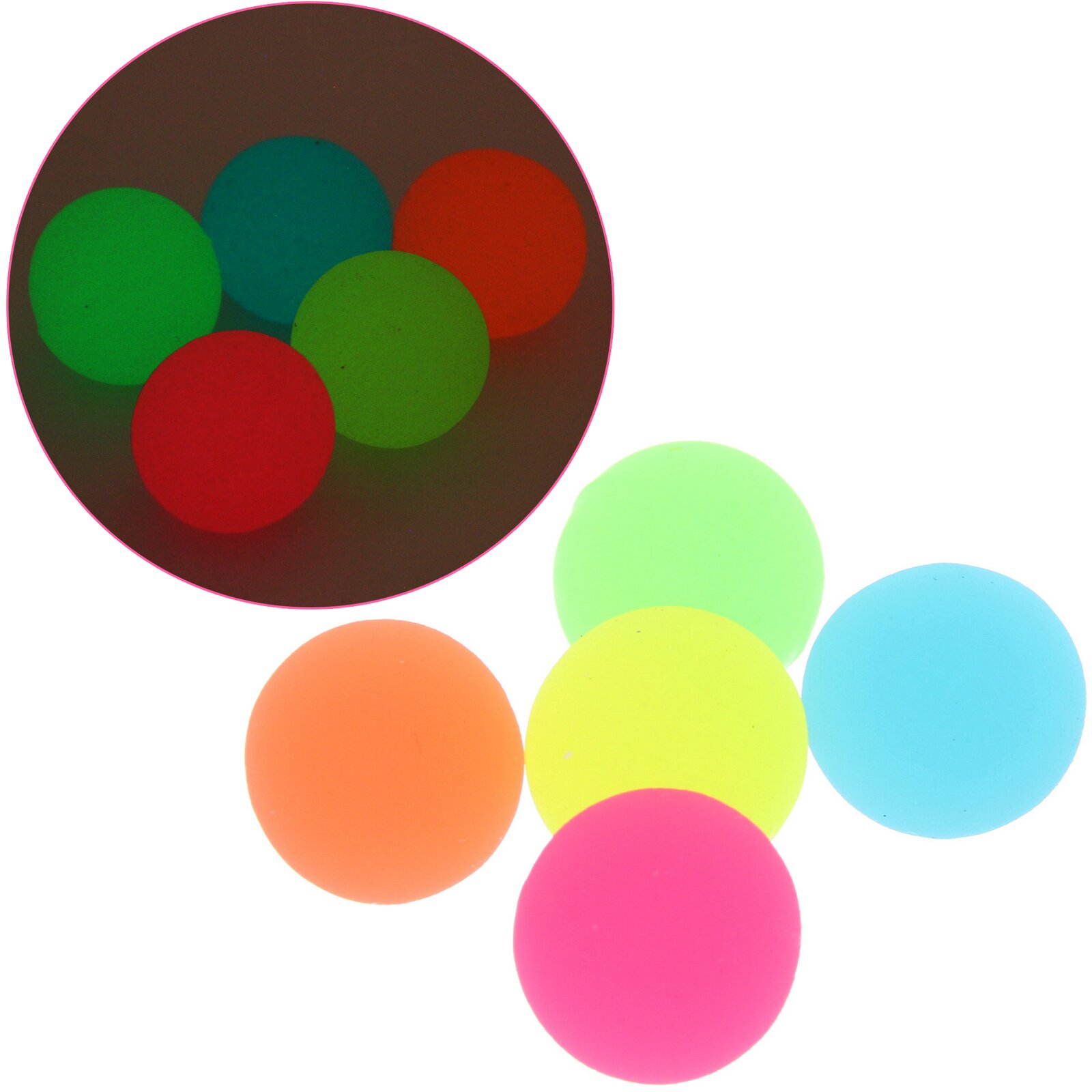 Мяч каучуковый 'Неон' 27мм, светится в темноте, цвета в ассортименте