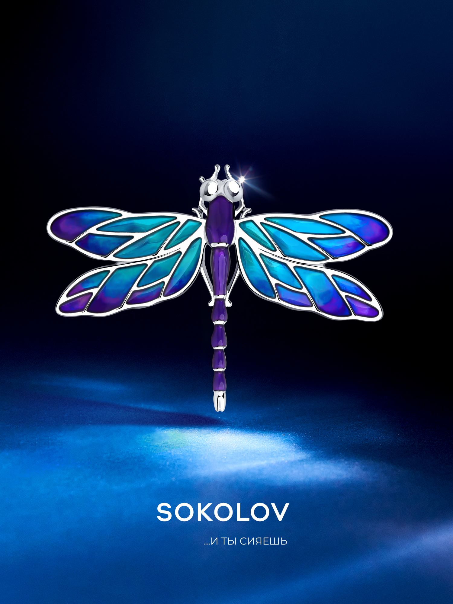 Брошь, серебро, 925 проба, родирование, эмаль