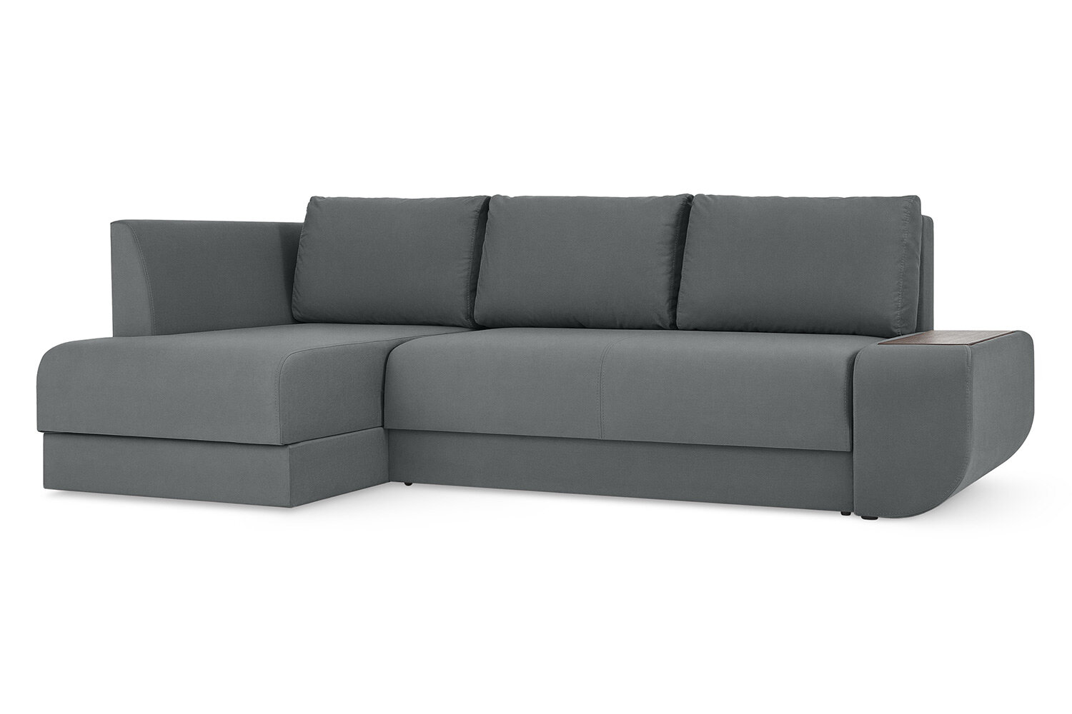 Угловой диван-кровать Силенд, 241х82х142 см, левый угол, обивка велюр, тёмно-серый