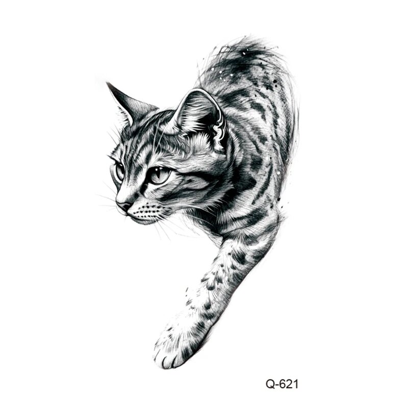 Маленькое животное, волк, лев, скорпион, мужская водостойкая временная татуировка, 35-QD-Q-621