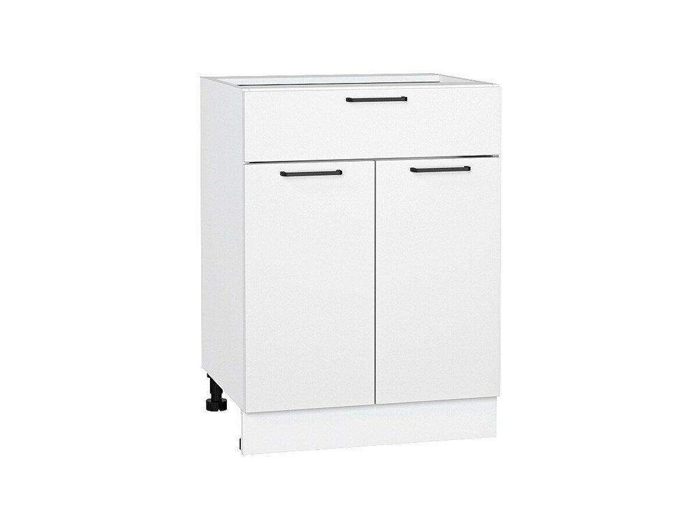 VVT Шкаф нижний с 2-мя дверцами и ящиком Флэт Белый, White In 2S, 600 В*Ш*Г 816*600*478, фасад ЛДСП White In 2S, корпус Белый White In 2S