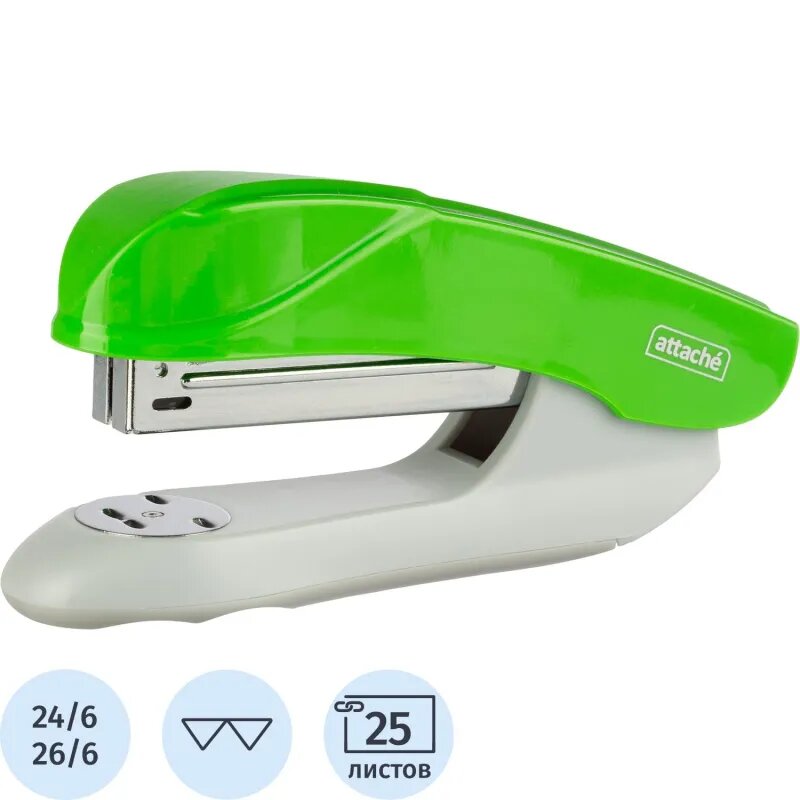 Степлер Attache Pulse(№24/6-26/6) до 25 листов, пластик, зеленый 1866811 WS-3297