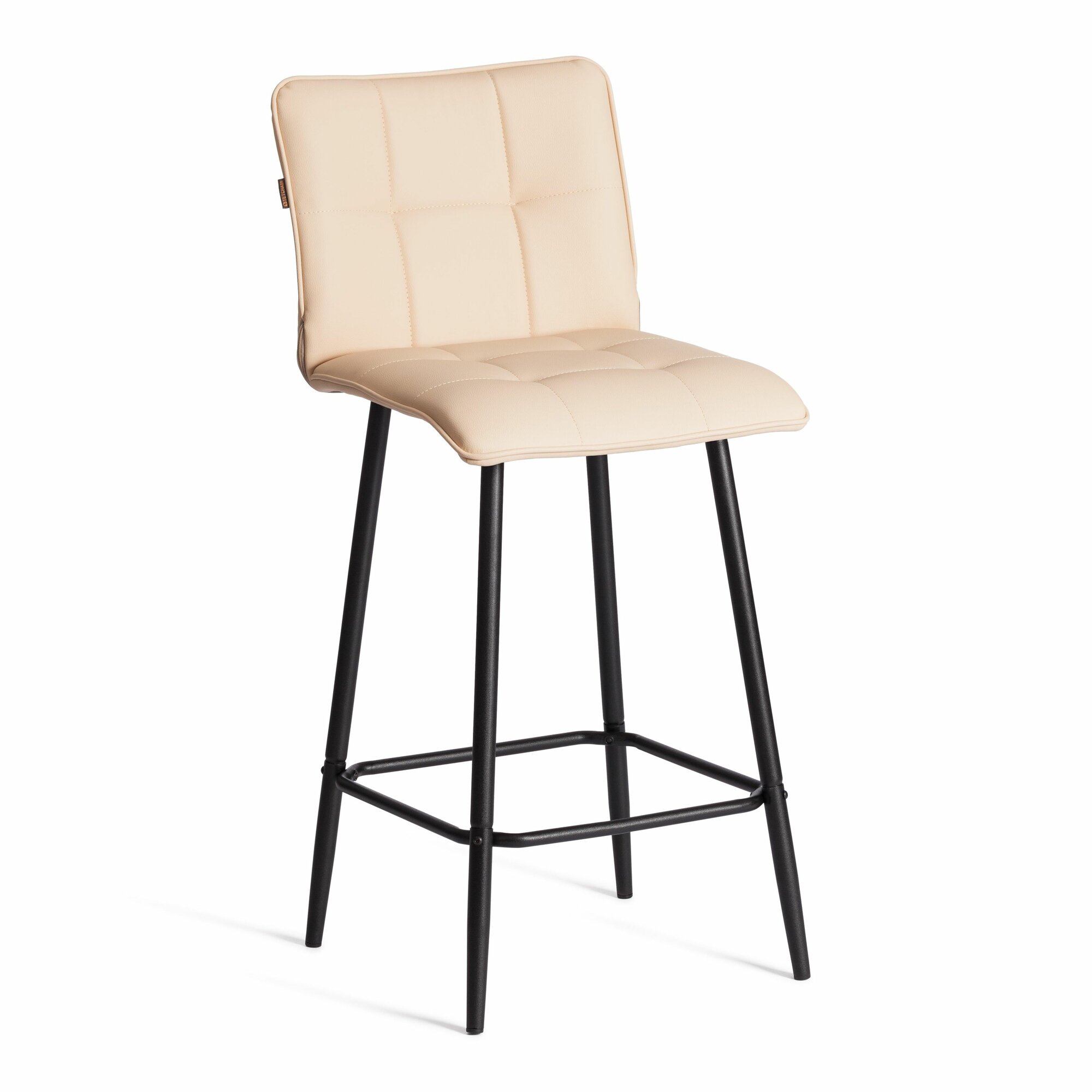 Полубарный стул со спинкой TetChair Bari(Бари) мягкое сиденье, экокожа бежевый с подножкой