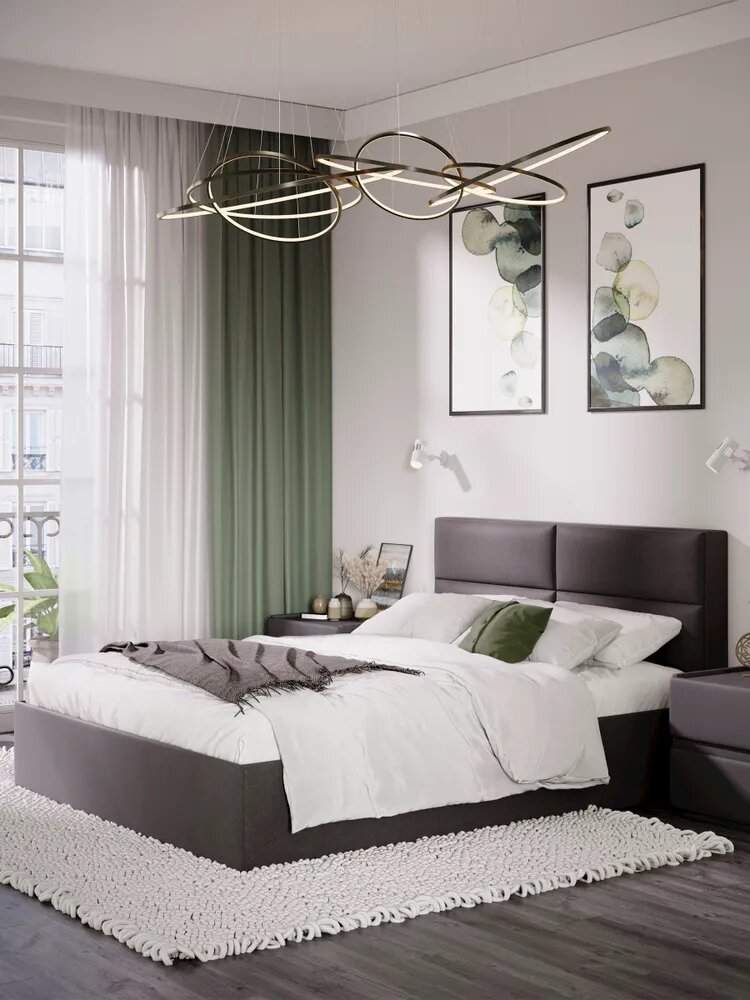 Кровать двуспальная Глосс 160х200 см ( Велюр Confetti Stone)