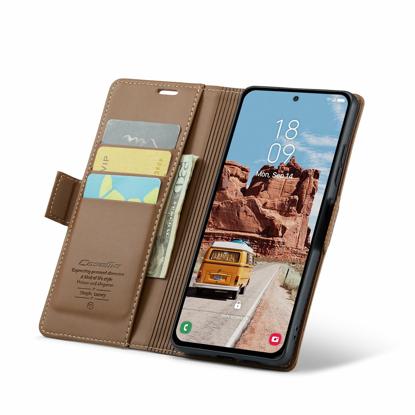 Чехол-книжка CaseMe Smooth Samsung Galaxy S25 коричневый