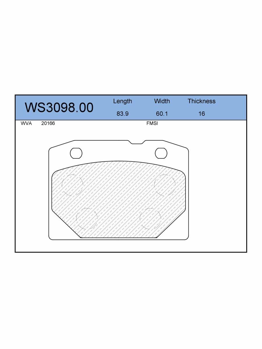 Колодки тормозные дисковые JEENICE WS3098.00 перед для LADA