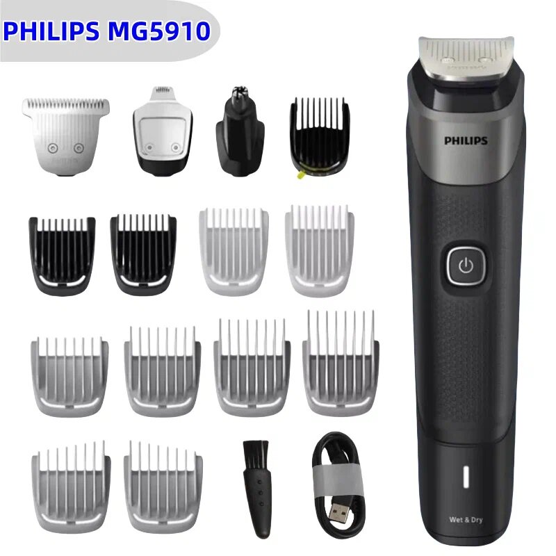 Philips Триммер для бороды и бороды серии 5000 MG5910 Универсальный триммер для тела 16 насадок