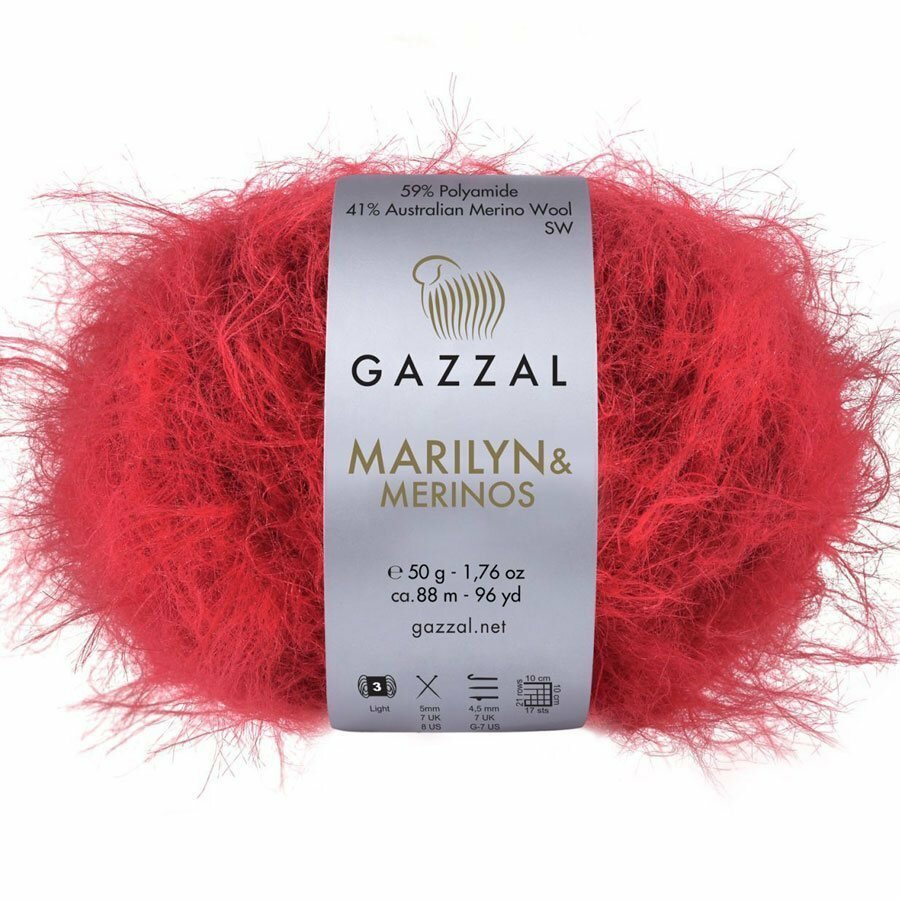 Пряжа Gazzal MARILYN & MERINOS 8265 красный (5 мотков)