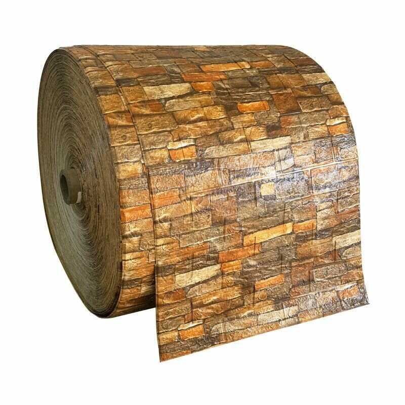 Панели самоклеющиеся для стен плитка "Ретро кирпичный желтый" 70 смx5 м, мягкие, 3д, 3d, интерьерные, пвх, декоративные