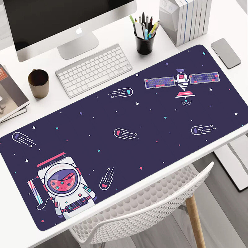 Офисный игровой коврик для мыши Cute Kawaii desk pad 400x900x3mm, белый, фиолетовый