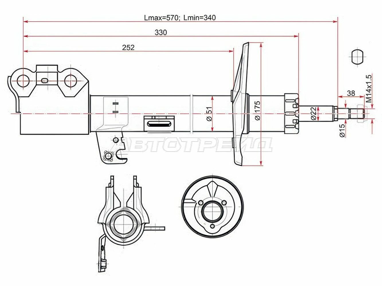 Амортизатор передний левый для Тойота Калдина арт ST4852080051 SAT