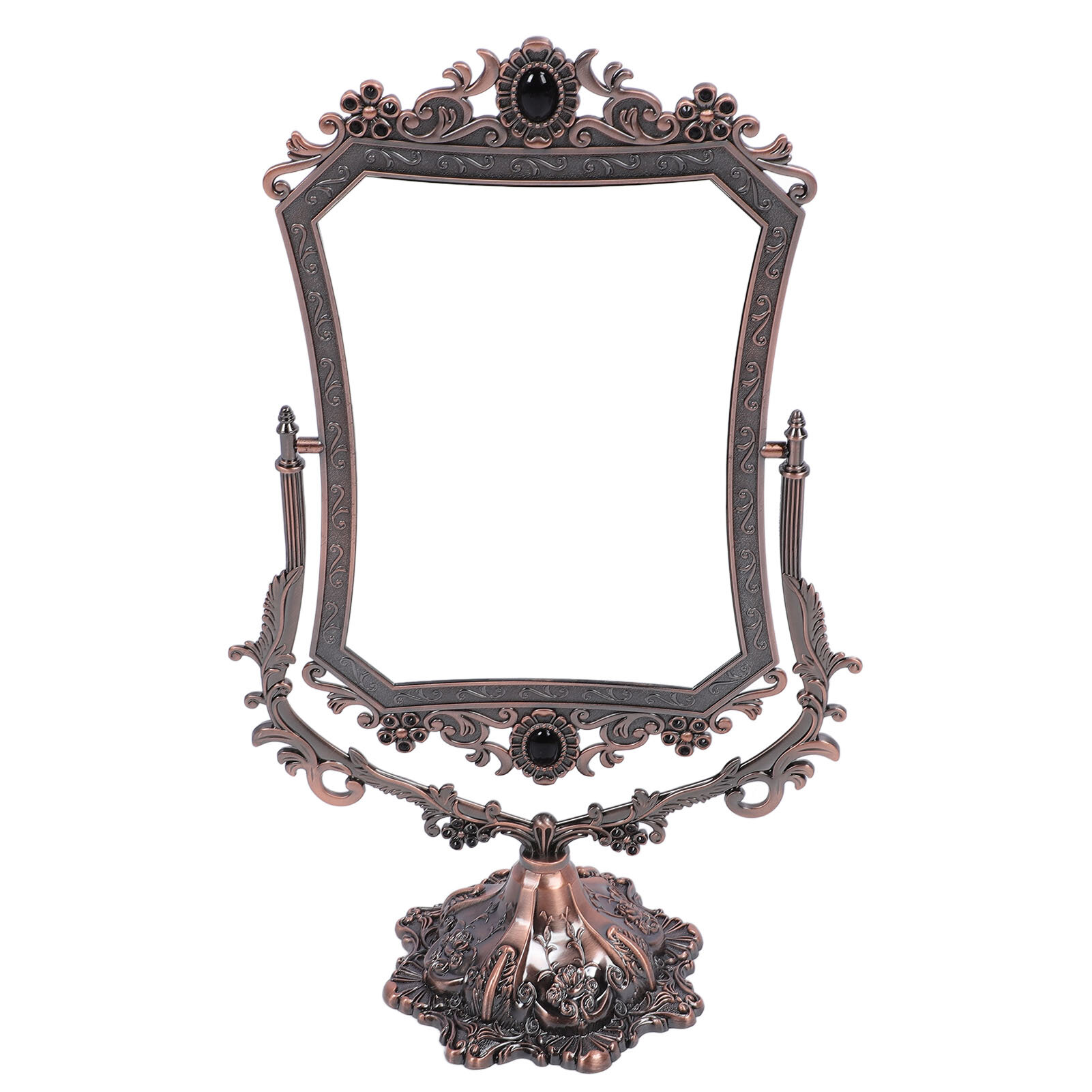 Винтажное двустороннее зеркало для макияжа, прозрачное, вращающееся на 360 градусов, антикварное настольное зеркало в металлической раме, косметическое зеркало для дома, красно-медное.