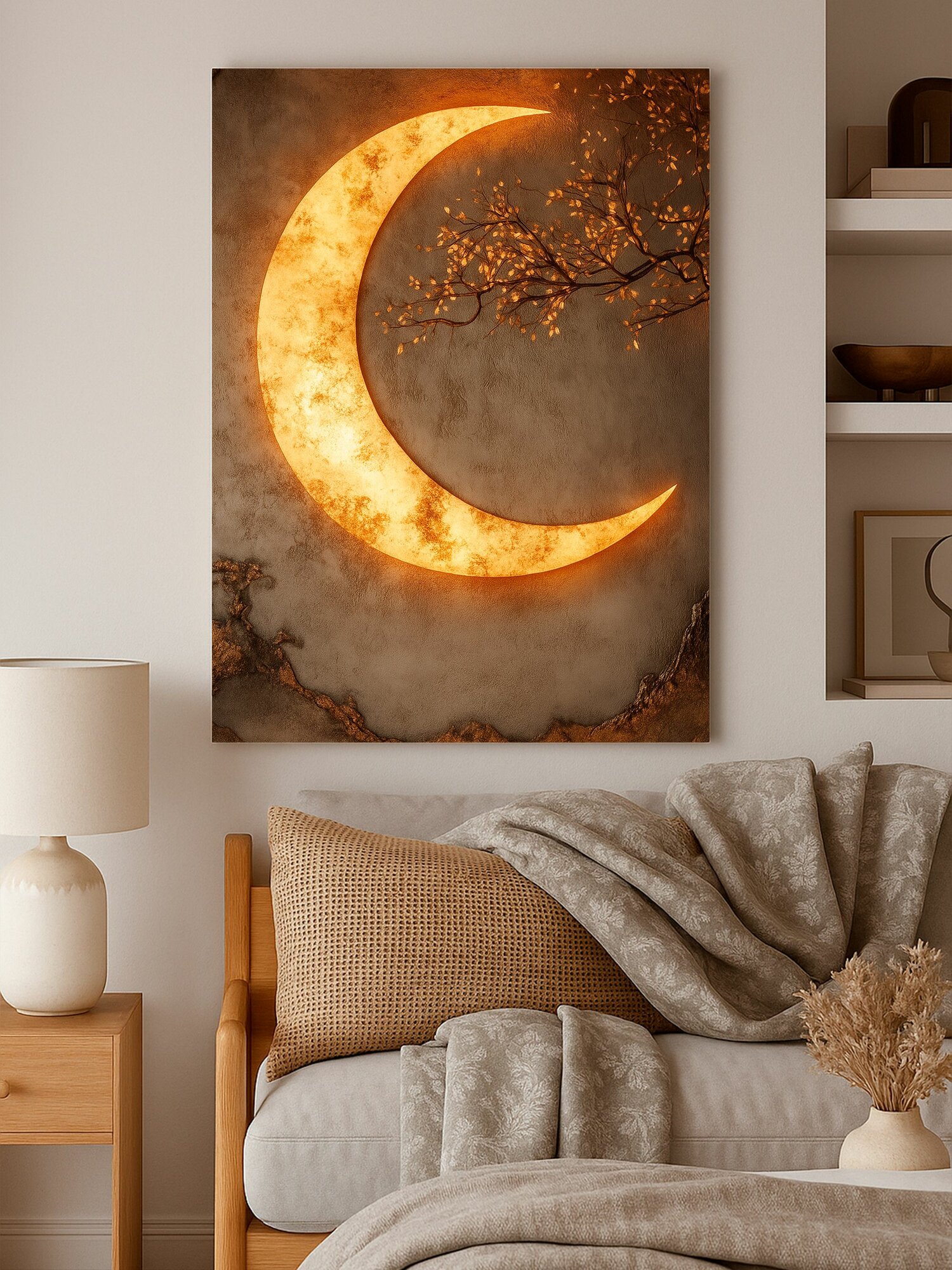 Картина для интерьера на холсте "Луна" 60х100 см