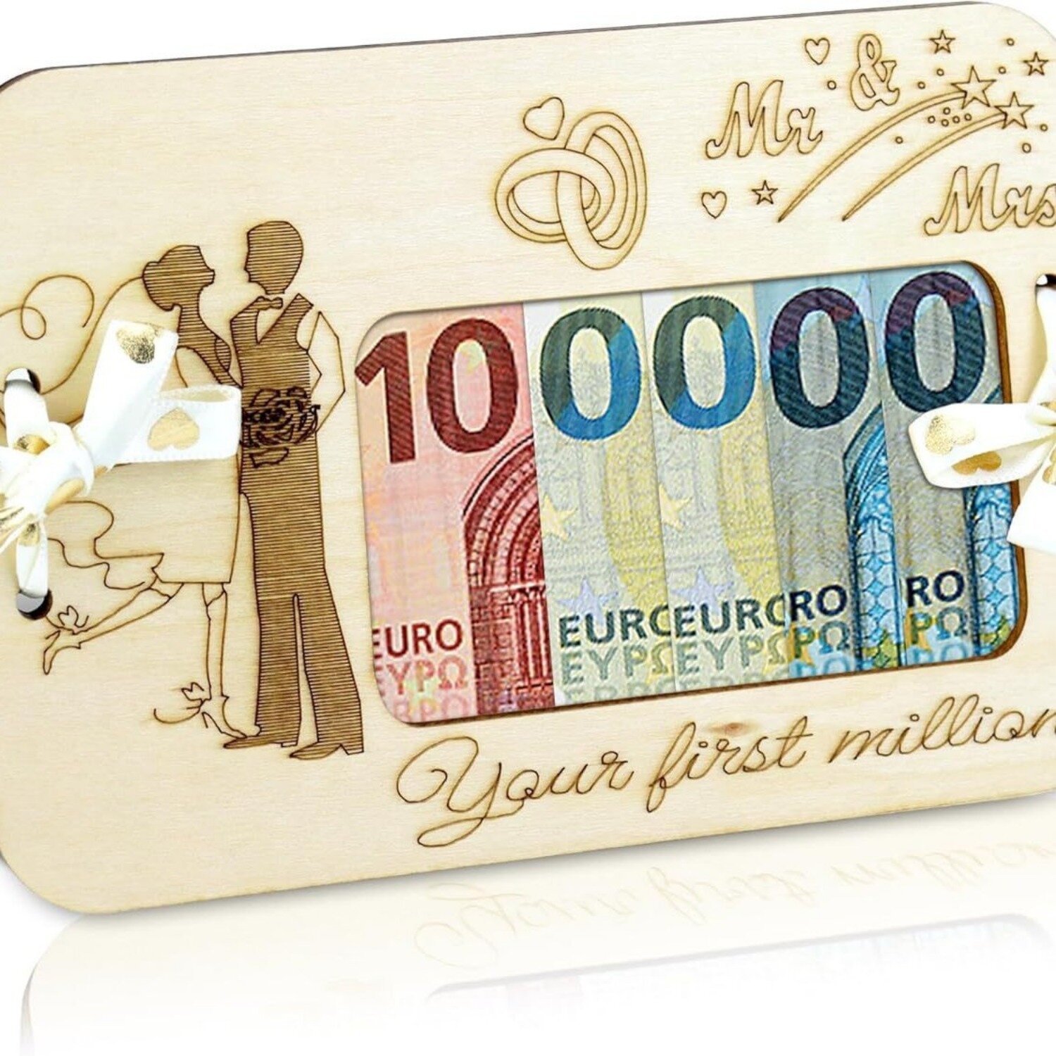 Креативный подарок в виде деревянного кошелька "Твой первый миллион"