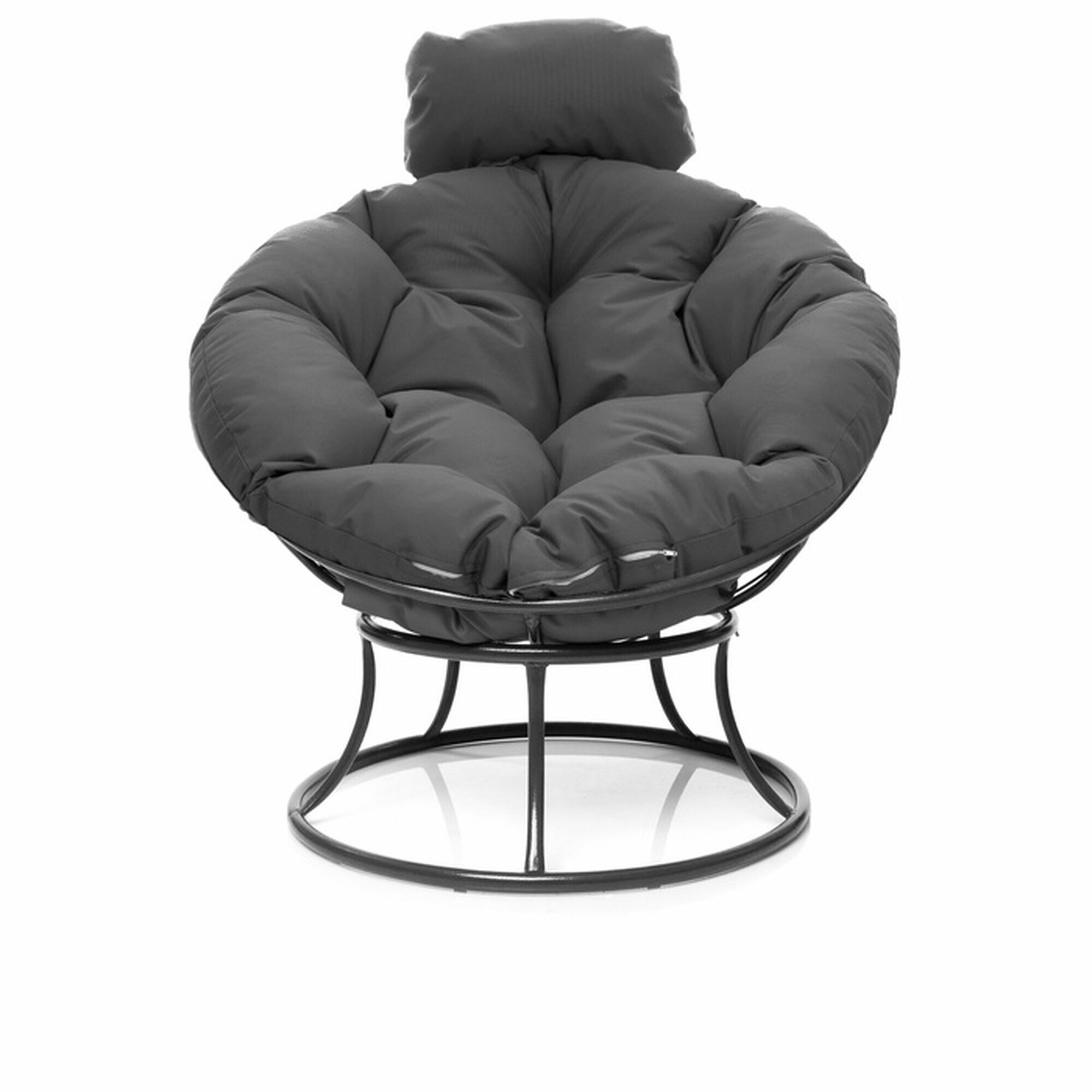 Кресло папасан мини без ротанга коричневое, серая подушка, шт