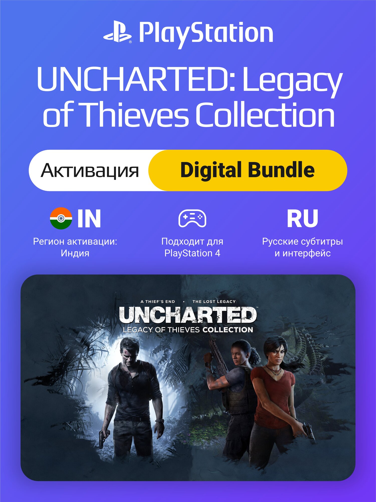 UNCHARTED: Legacy of Thieves Collection Digital Bundle на PS4/PS5 (Цифровой код, регион: Индия)